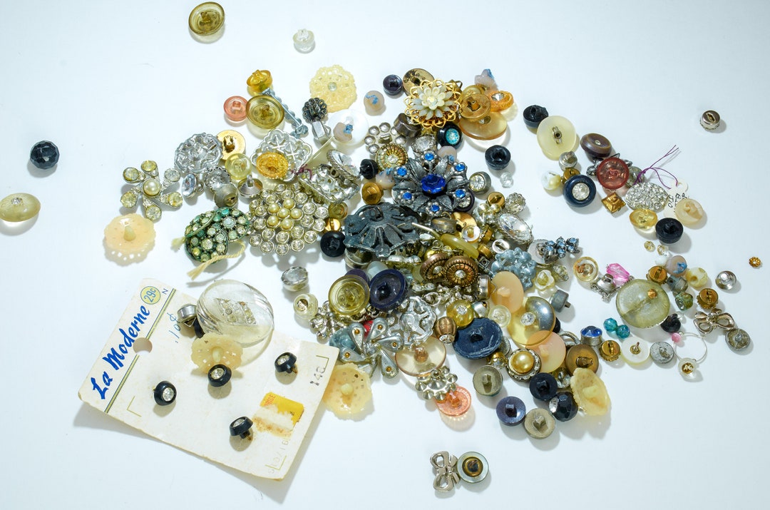 Lot of 1940s Buttons Rhinestone Studded, Miscellaneous - Etsy
