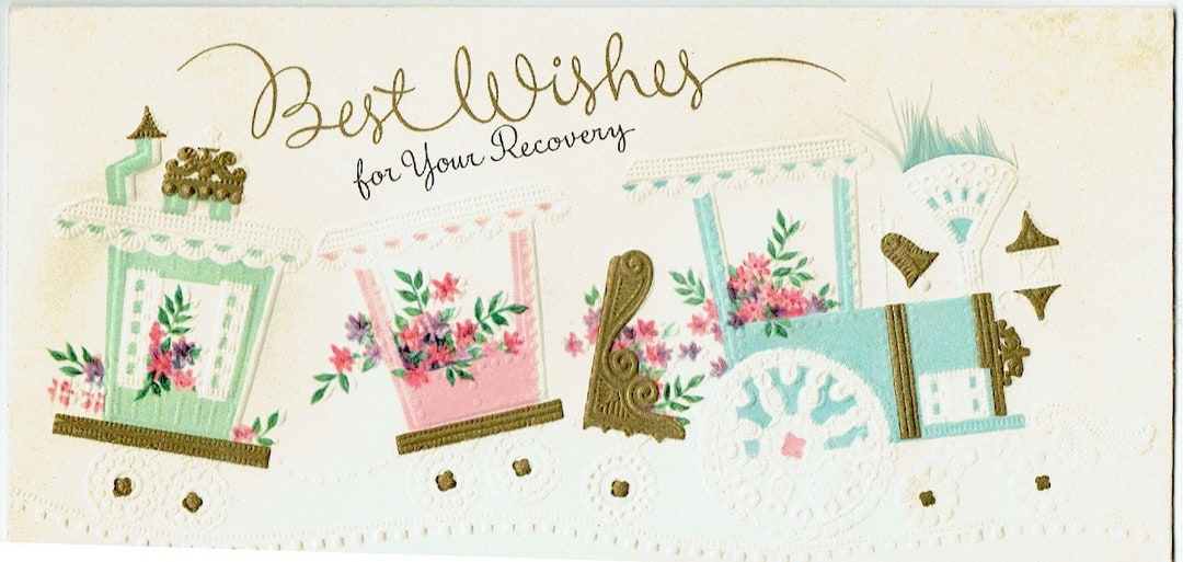 1950s Vintage Get Well Greeting Embossed Train Card - Etsy