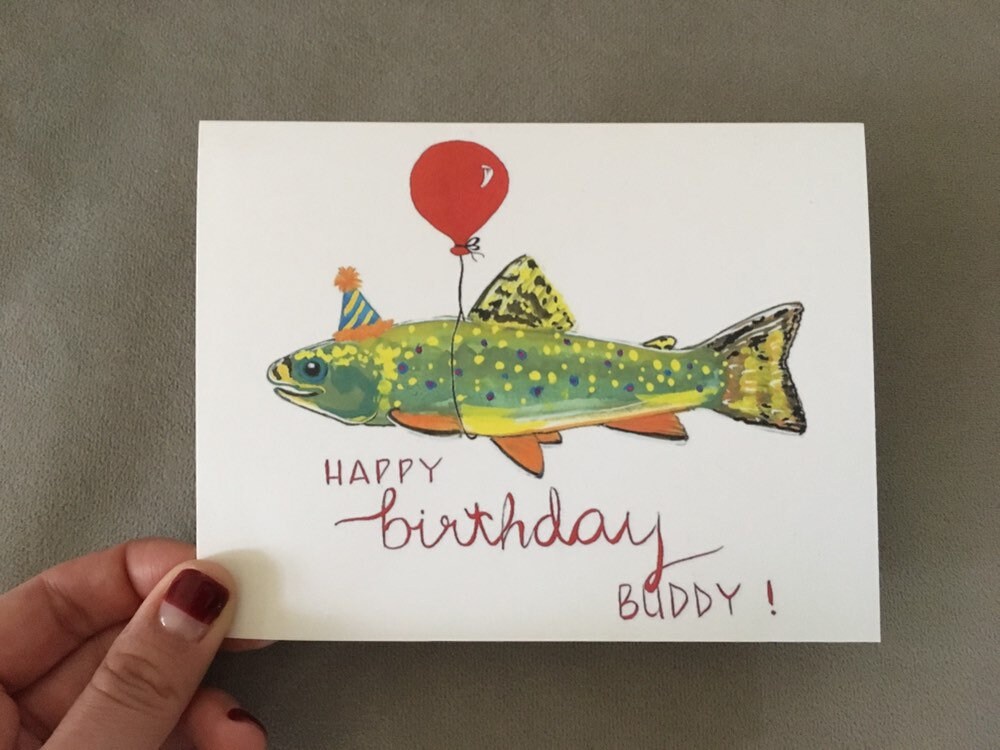 Fish Happy Birthday Card - Etsy