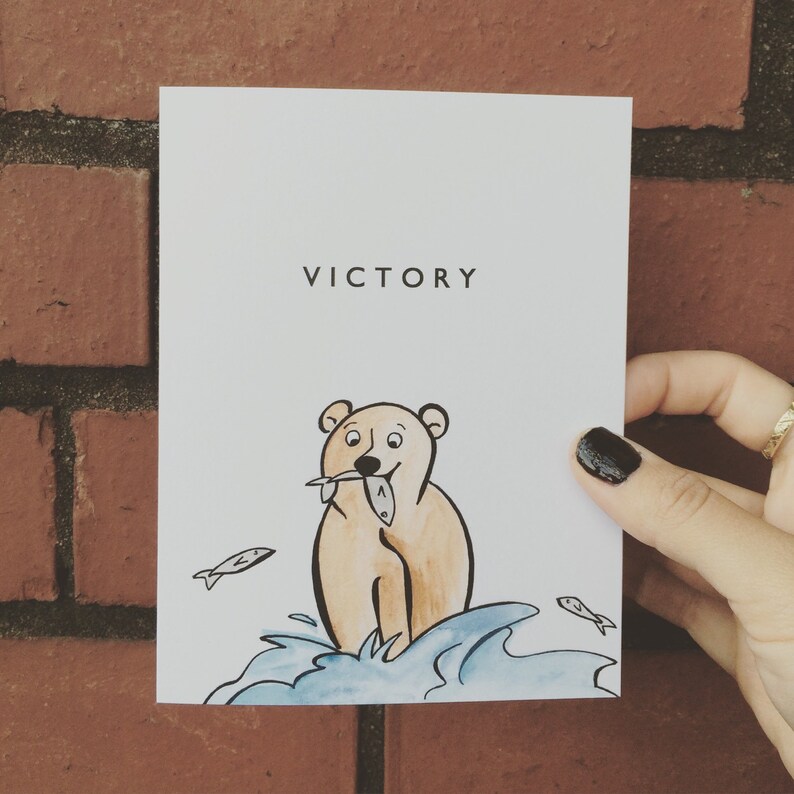 Victory Bear Card - Etsy
