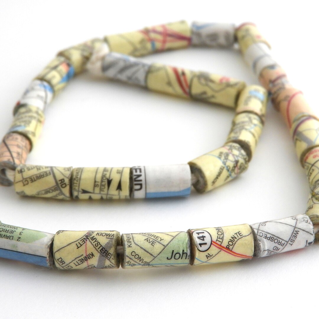 Map Atlas Paper Beads | Upcycled Reycled | Jewelry Supplies | Fair ...