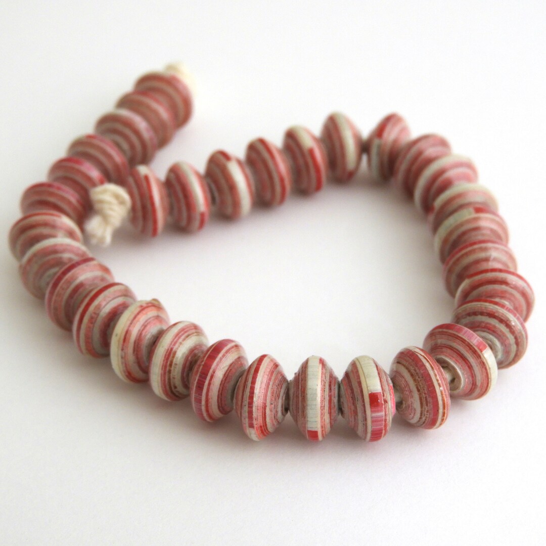 Hand Painted Paper Beads: Upcycled Saucer Beads, Fair Trade (lot of 32 ...