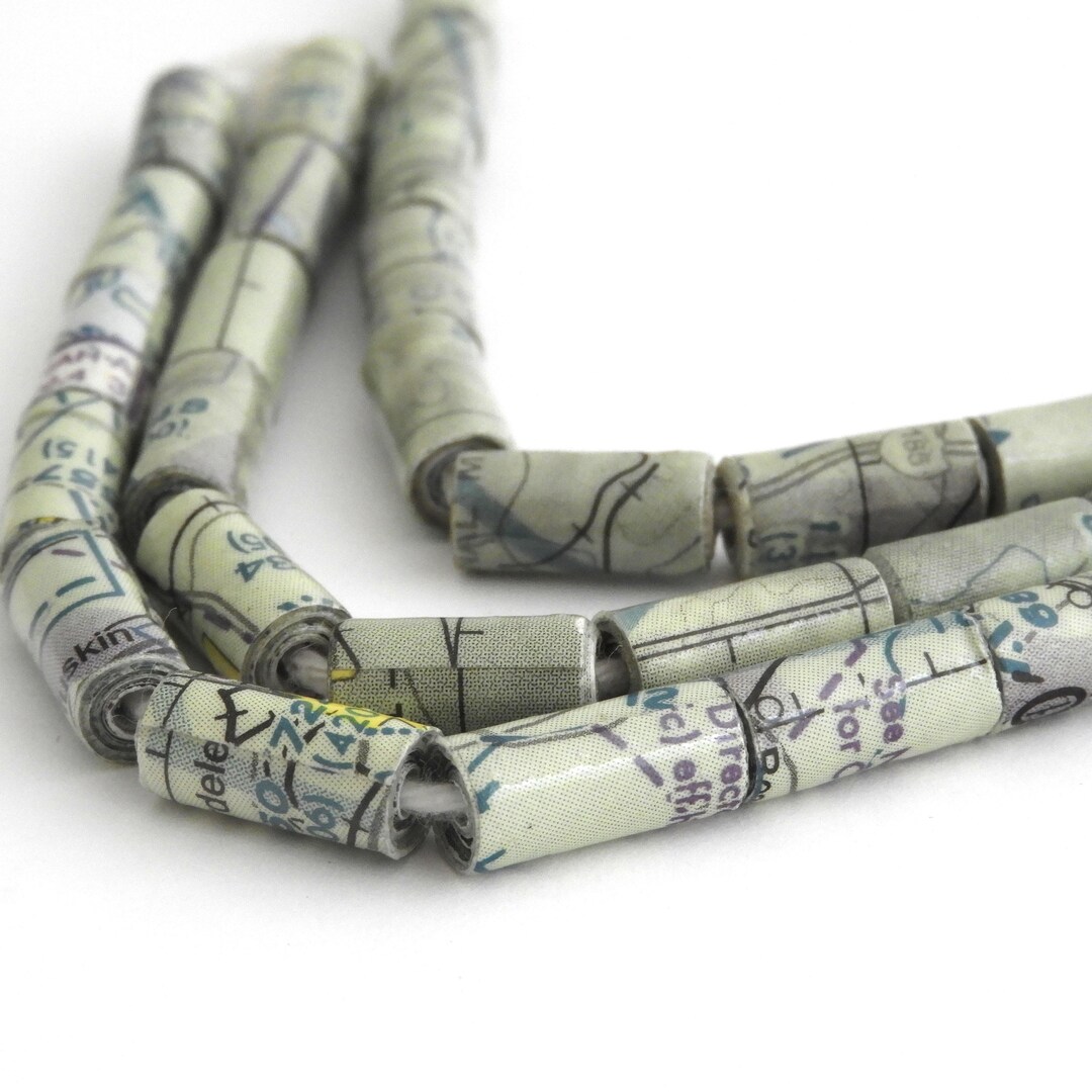 Map Atlas Paper Beads | Upcycled Reycled | Jewelry Supplies | Fair ...