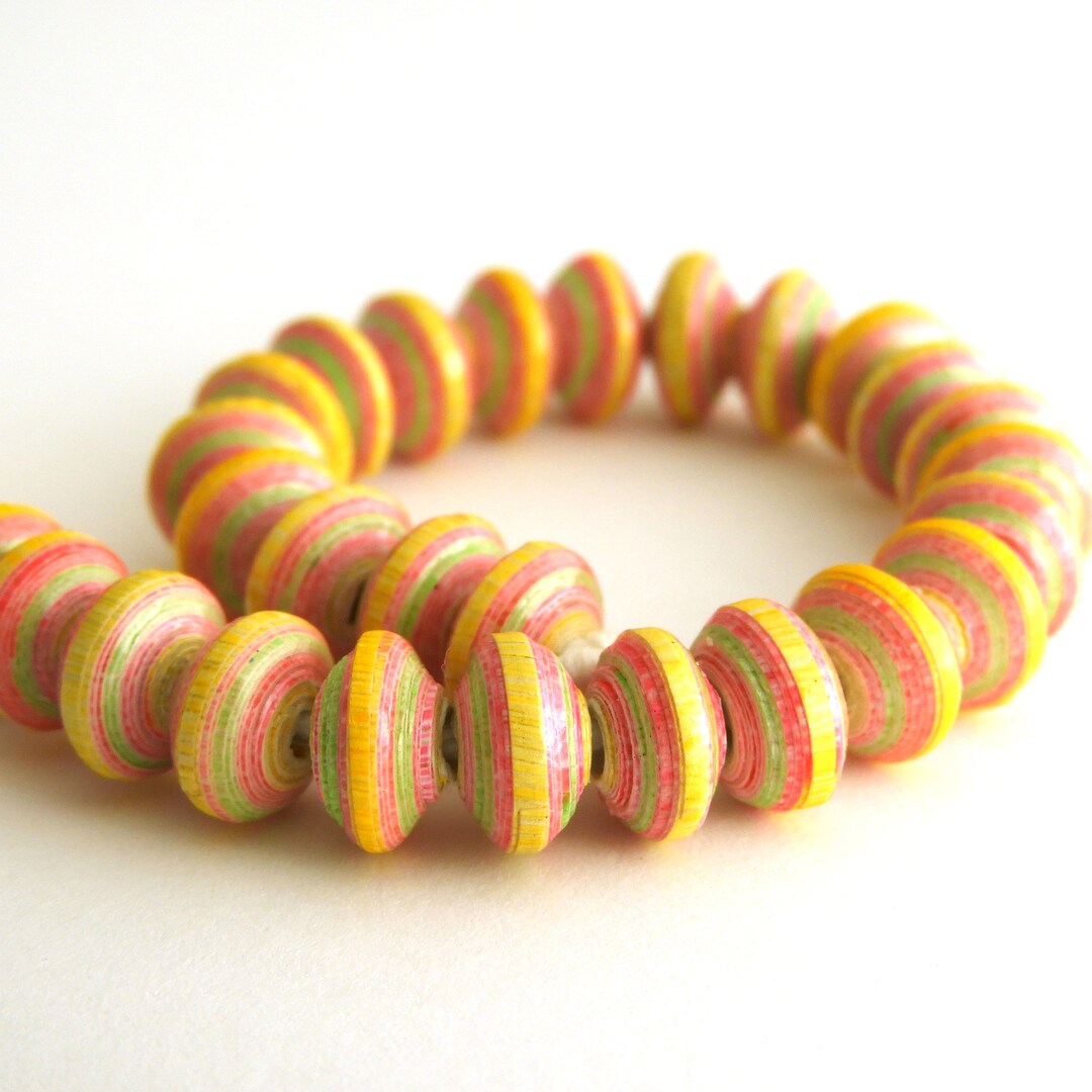 Hand Painted Paper Beads Small Saucer Beads Fair Trade Upcycled ...
