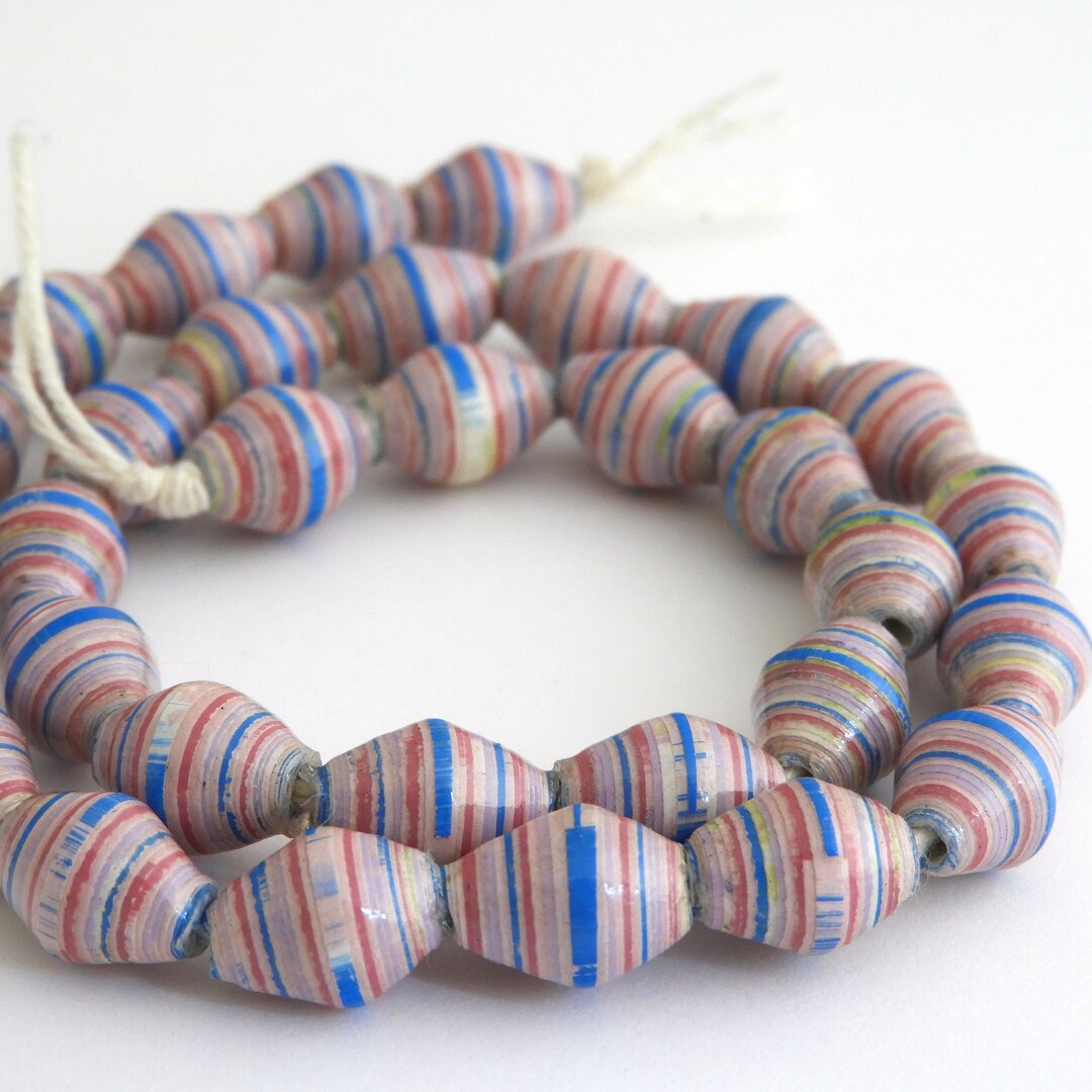 Paper Beads - Paper Bead Jewelry Supplies - Hand Painted - Lot of 32 ...