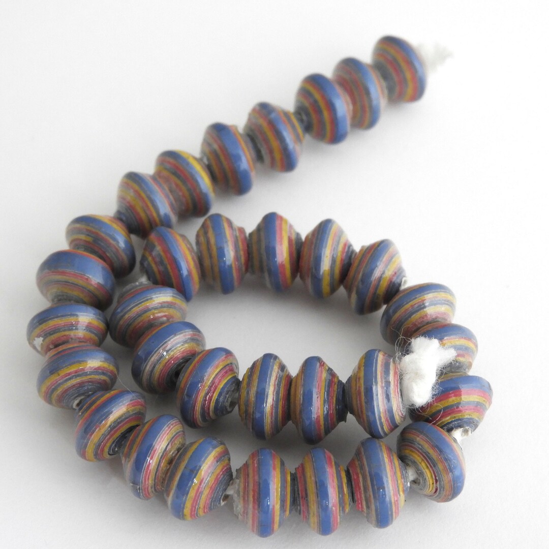 Hand Painted Paper Beads: Fair Trade Upcycled Saucer Beads (lot of 32 ...