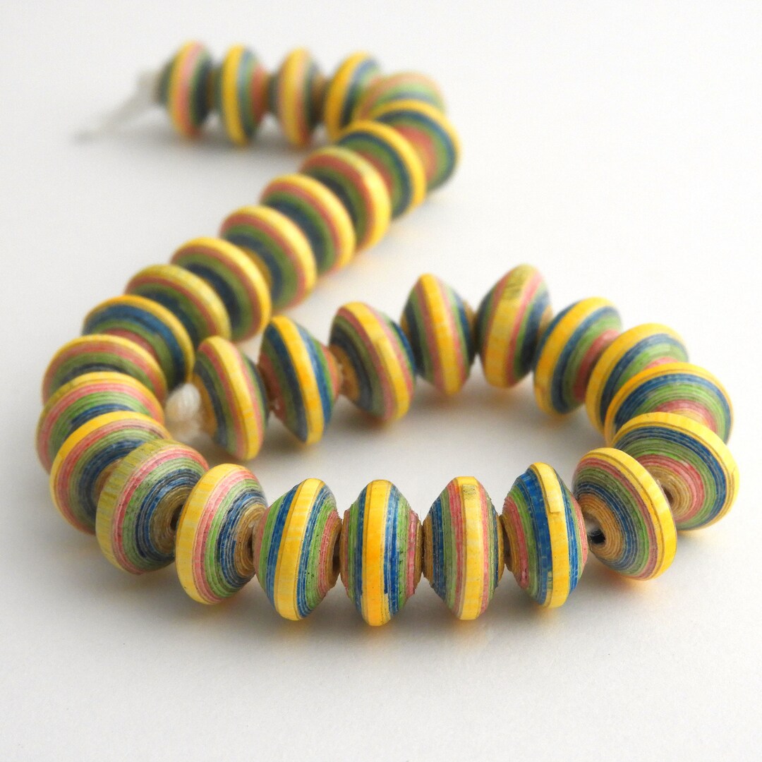 Hand Painted Paper Beads | Small Saucer Beads | Fair Trade | Upcycled ...
