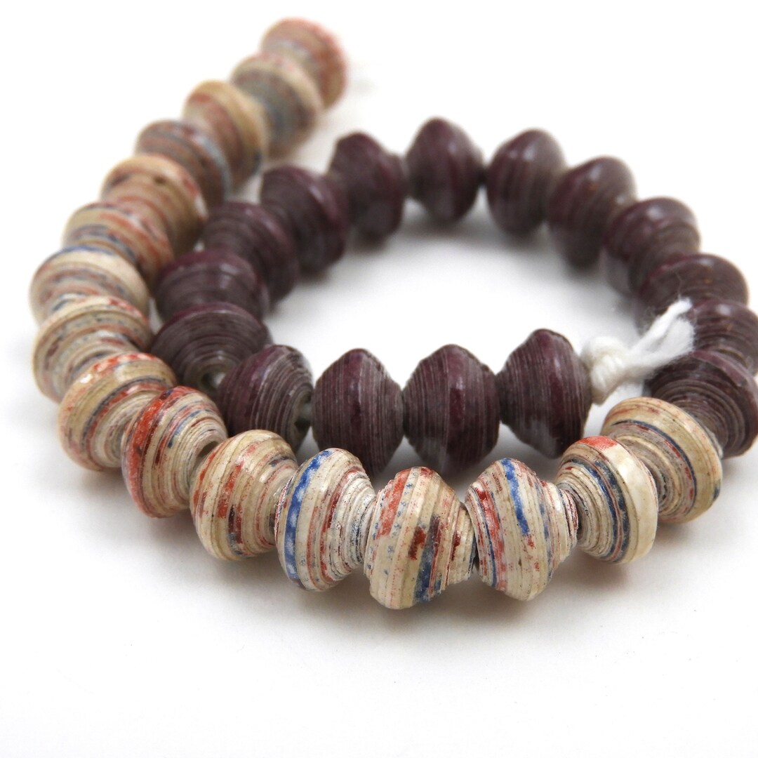 Hand Painted Paper Beads Small Saucer Beads Fair Trade Upcycled ...