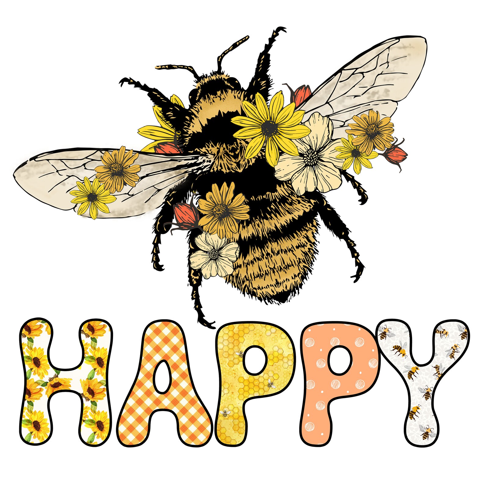 Bee Happy Ready to Press Sublimation Transfer, Ready to Press Transfer ...