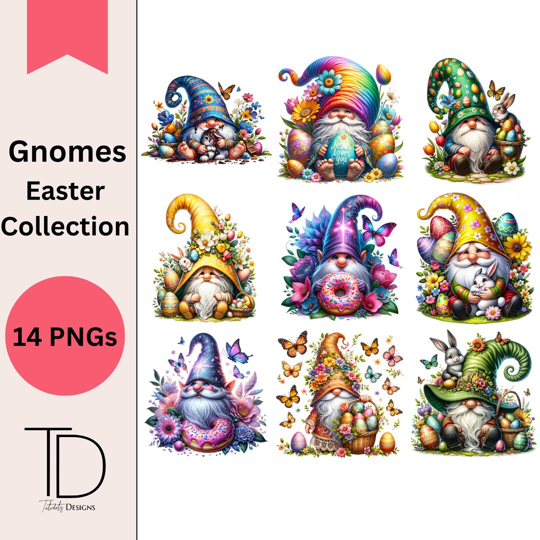 Easter Gnome Digital Clipart Collection | 14 Festive PNG Designs ...