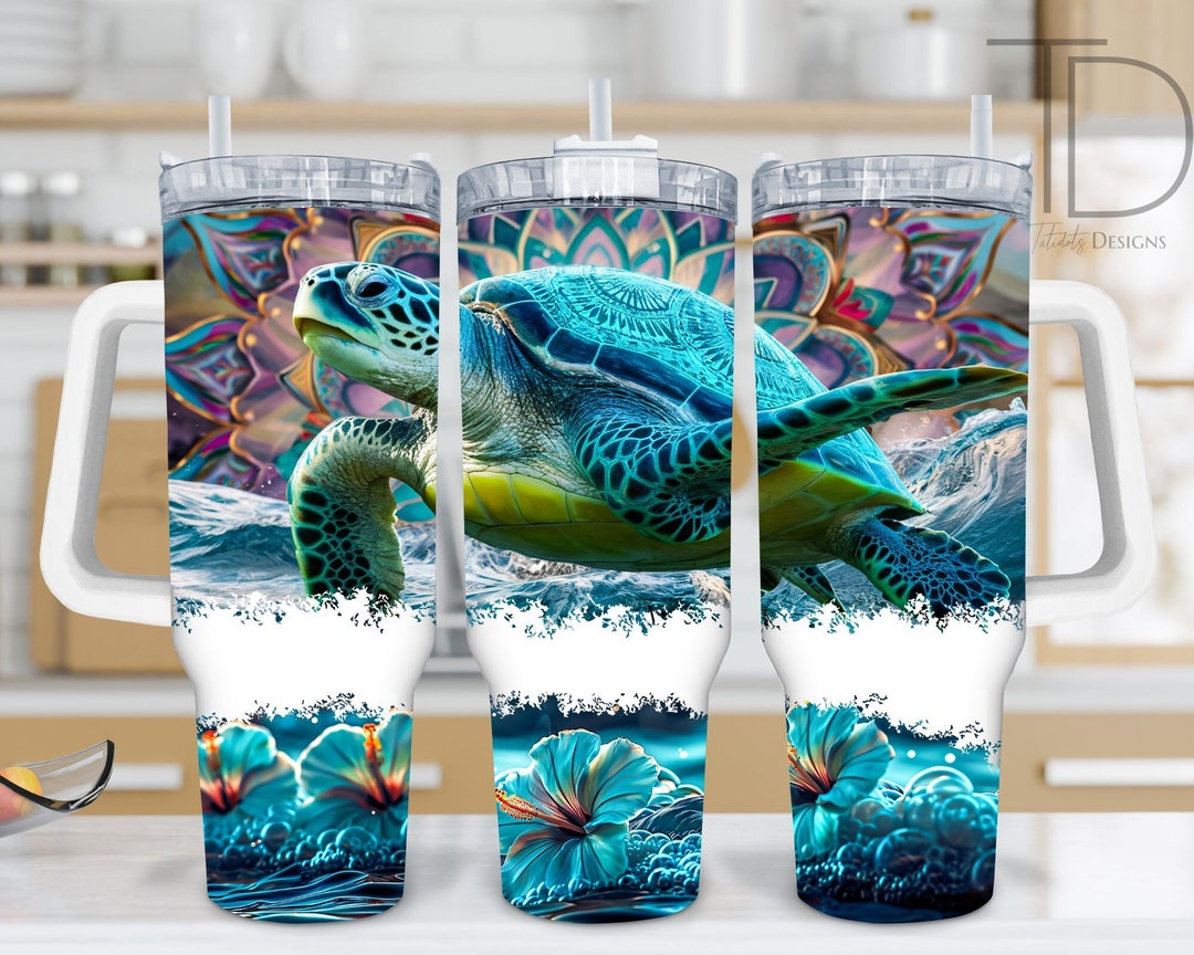 Beach Turtle 40 OZ Tumbler Wrap: Sea Turtle Sublimation Design (PNG) - Etsy