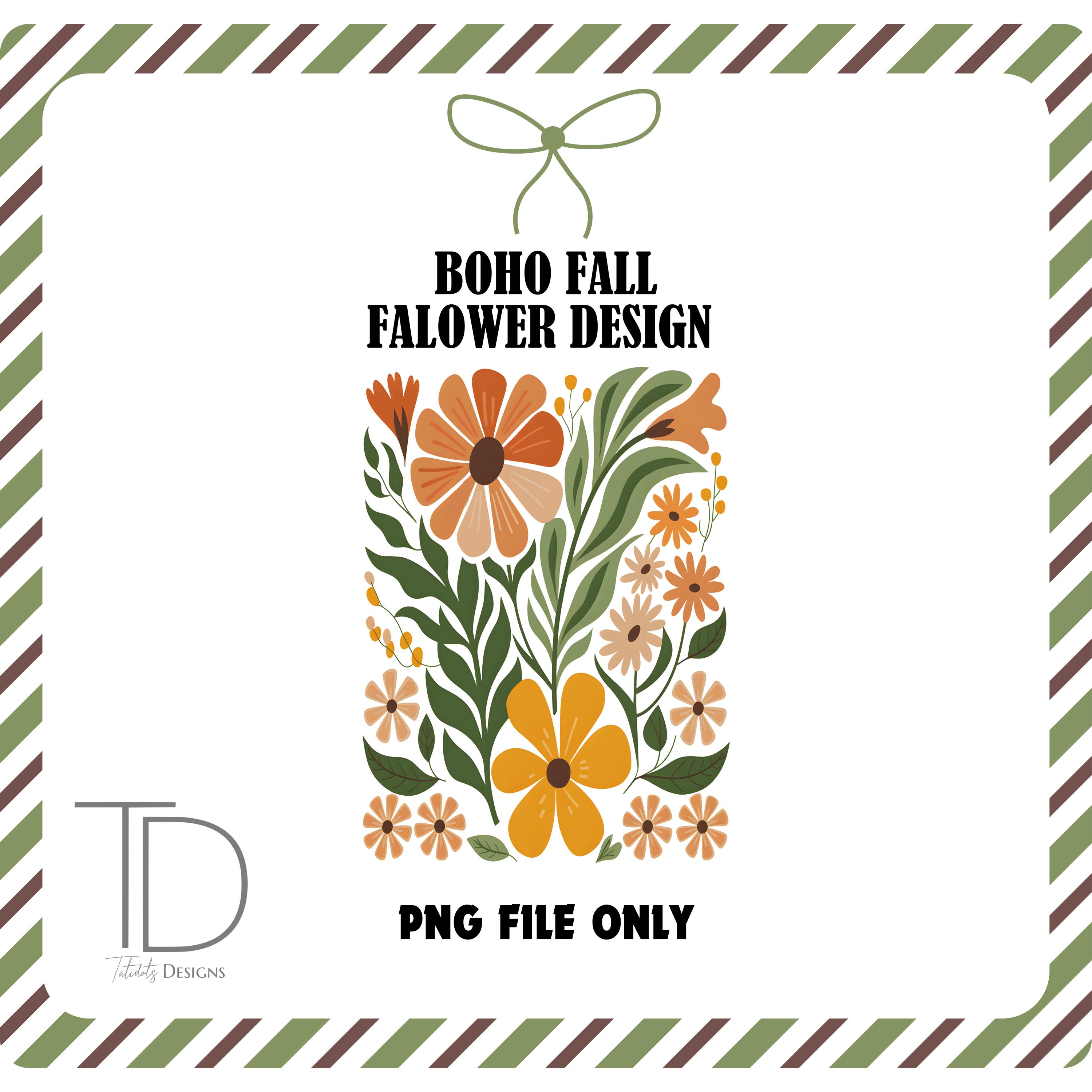 Boho Fall Flower Png, Fall Lovers' Sublimation, Cute Autumn Digital ...