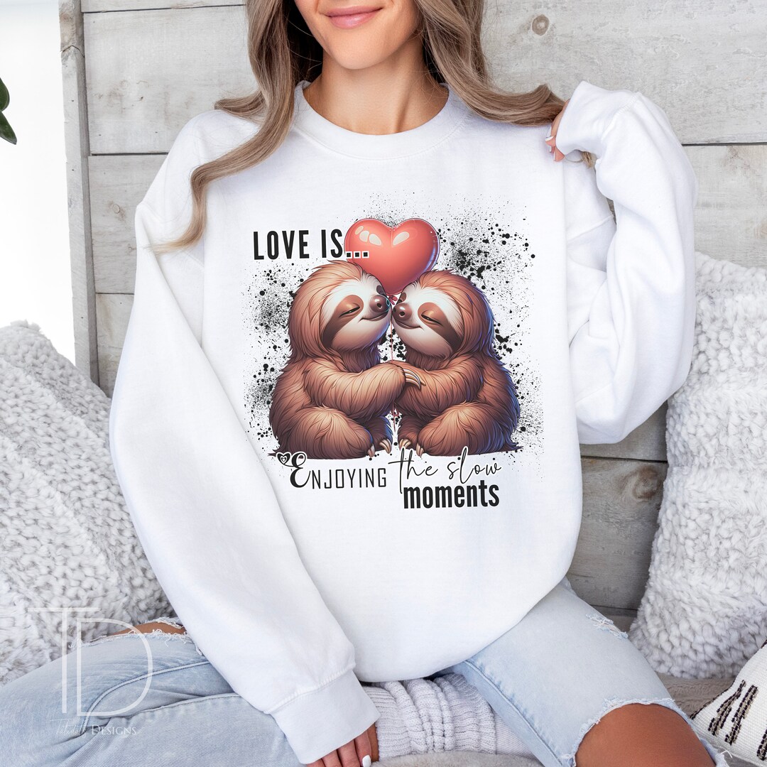 Sloths in Love - Dual Design Set for Light & Dark T-shirts, Valentine's ...