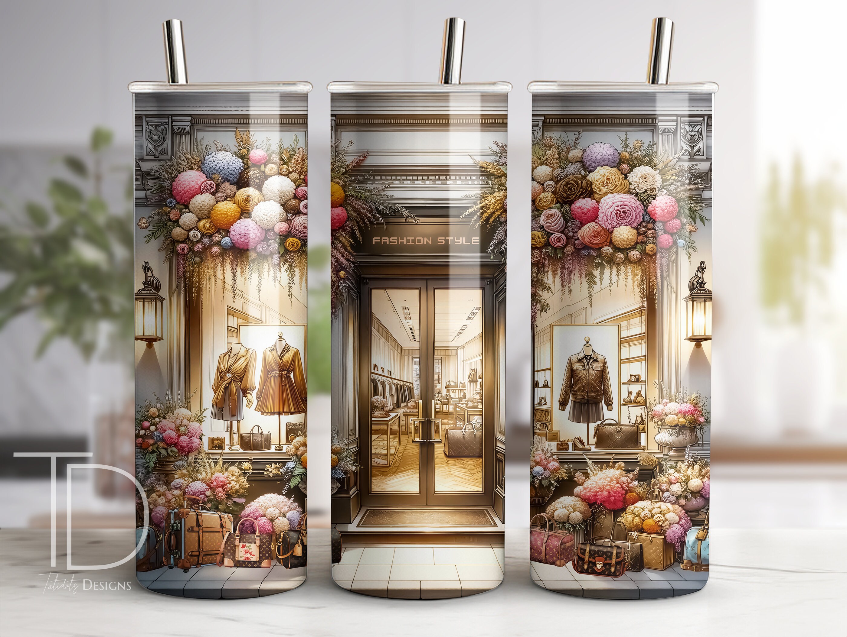 Fashion Store Design Tumbler Wrap, Seamless Fashion Storefront With ...