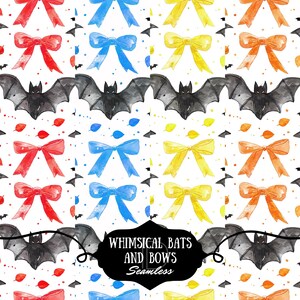 Whimsical Bats and Bows Digital Paper Set, 18 Seamless Patterns ...