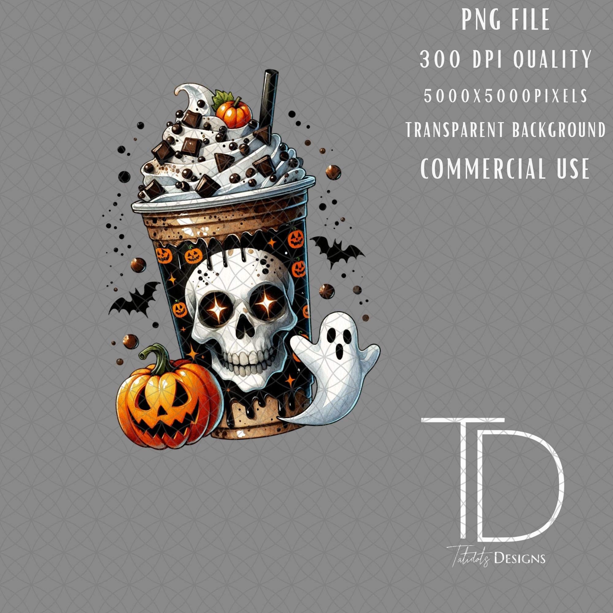 Halloween Coffee Clipart Set, Scary Gothic Watercolor Hot Coffee Drink ...