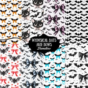 Whimsical Bats and Bows Digital Paper Set, 18 Seamless Patterns ...