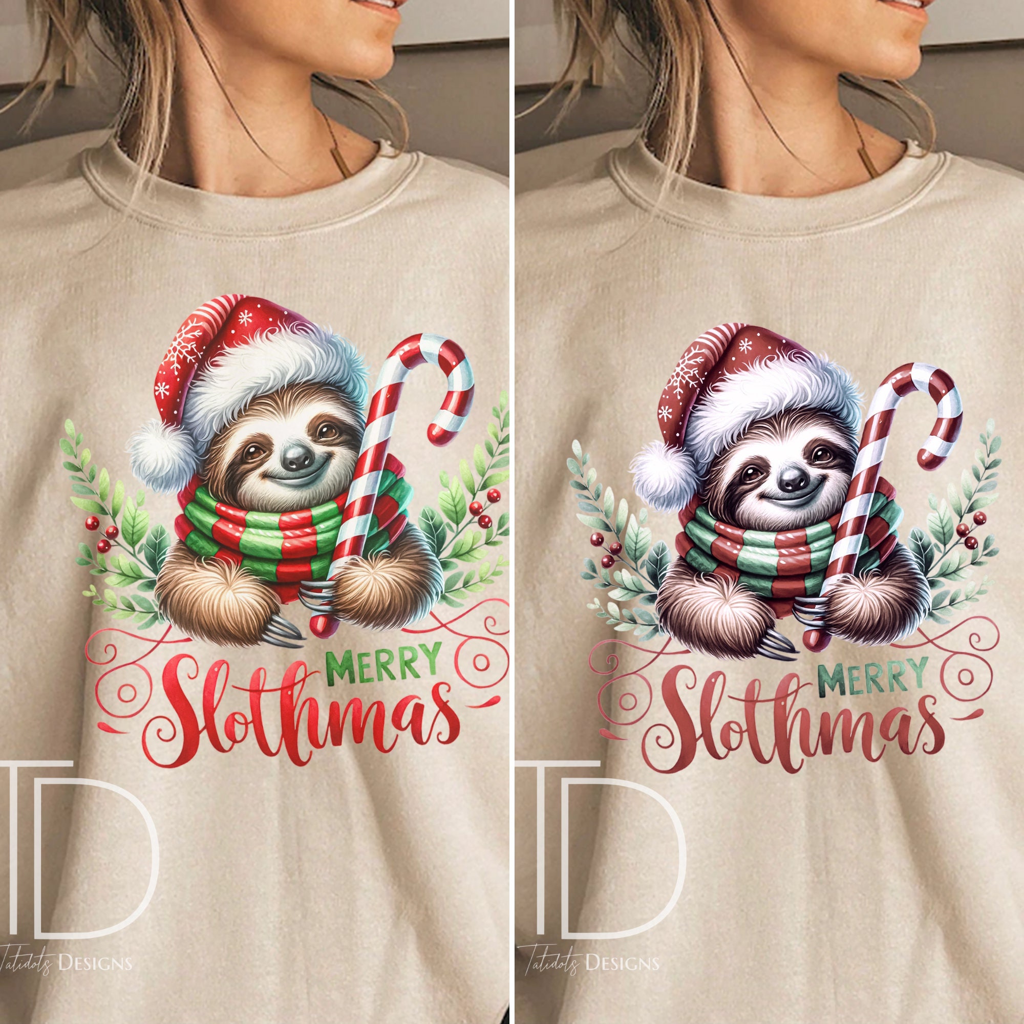 Cute Sloth Christmas Png, Sloth Clipart, Animal Christmas PNG ...