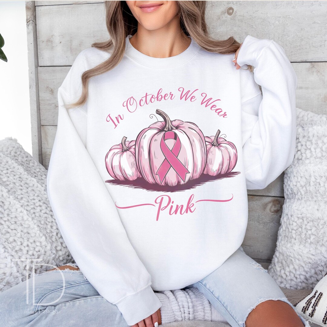 In October We Wear Pink Pumpkin Breast Cancer Awareness PNG, October ...