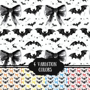 Whimsical Bats and Bows Digital Paper Set, 18 Seamless Patterns ...