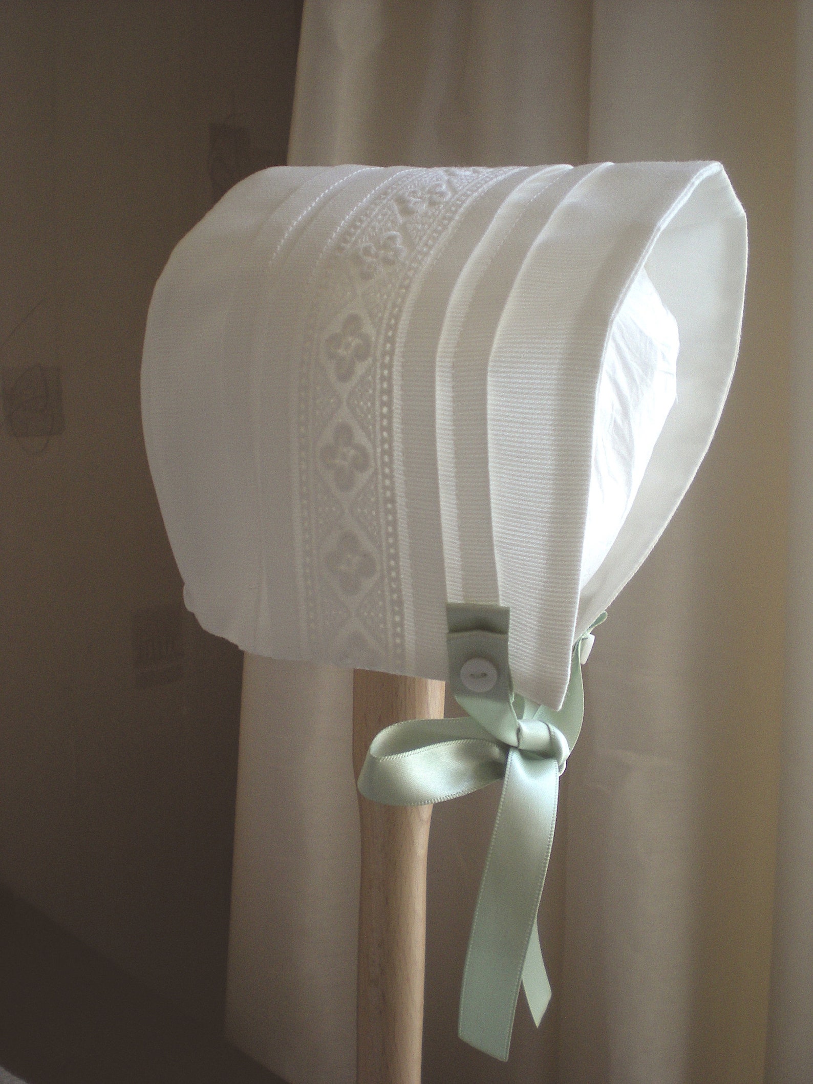 White or Ivory Irish Linen Bonnet. Christening Baby Boy Bonnet. - Etsy