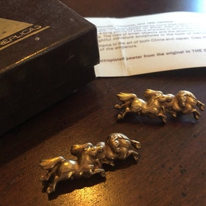 Vintage Galloping Horses Menuki Brooch Pin Sword Fitting Alva Museum ...