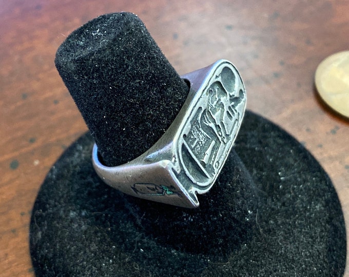 MMA Egyptian Revival Sterling Silver Cartouche Ring - Amun Ra - Vintage ...