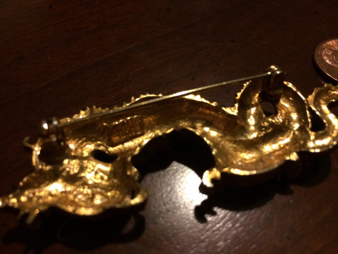Vintage Gold Dragon Menuki Brooch Pin Sword Ornament | Etsy