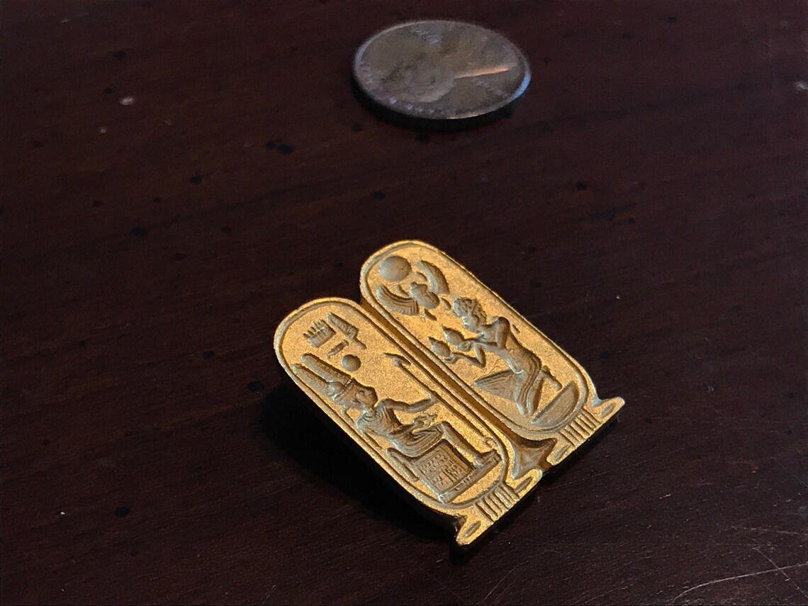 MMA Egyptian Revival Gold Double Cartouche Pendant - Amun Ra - Winged ...