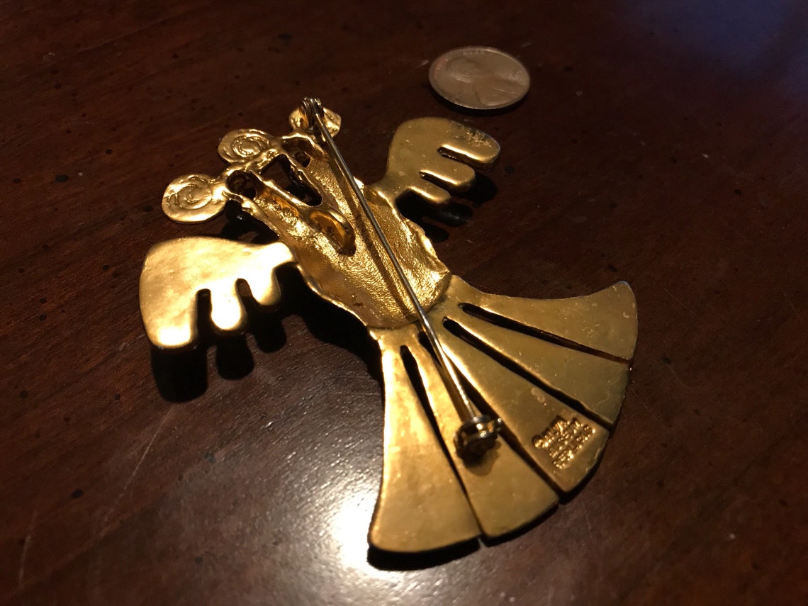 Vintage Columbian Gold Double Headed Eagle Brooch Pendant - Alva Museum ...