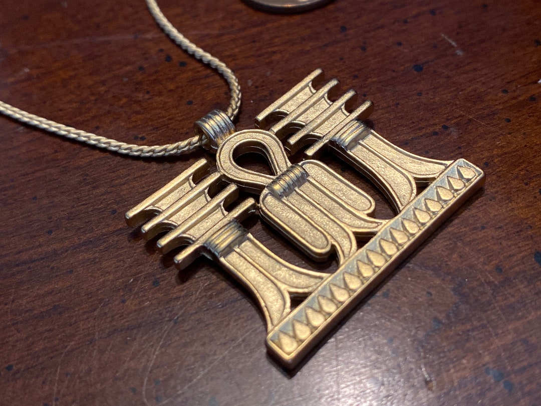 D'orlan Gold Knot of Isis Djed Pillar Amulet Necklace of Protection ...