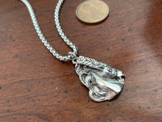 Vintage Tortolani Silver Capricorn Zodiac Necklace - … - Gem