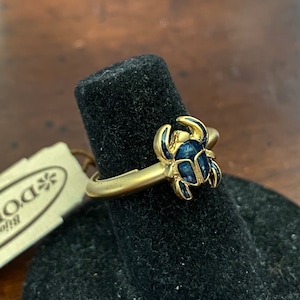 Vintage D'orlan Enamel Scarab Ring - Khepri - Egyptian Revival Treasures of Tutankhamun - Gold ...