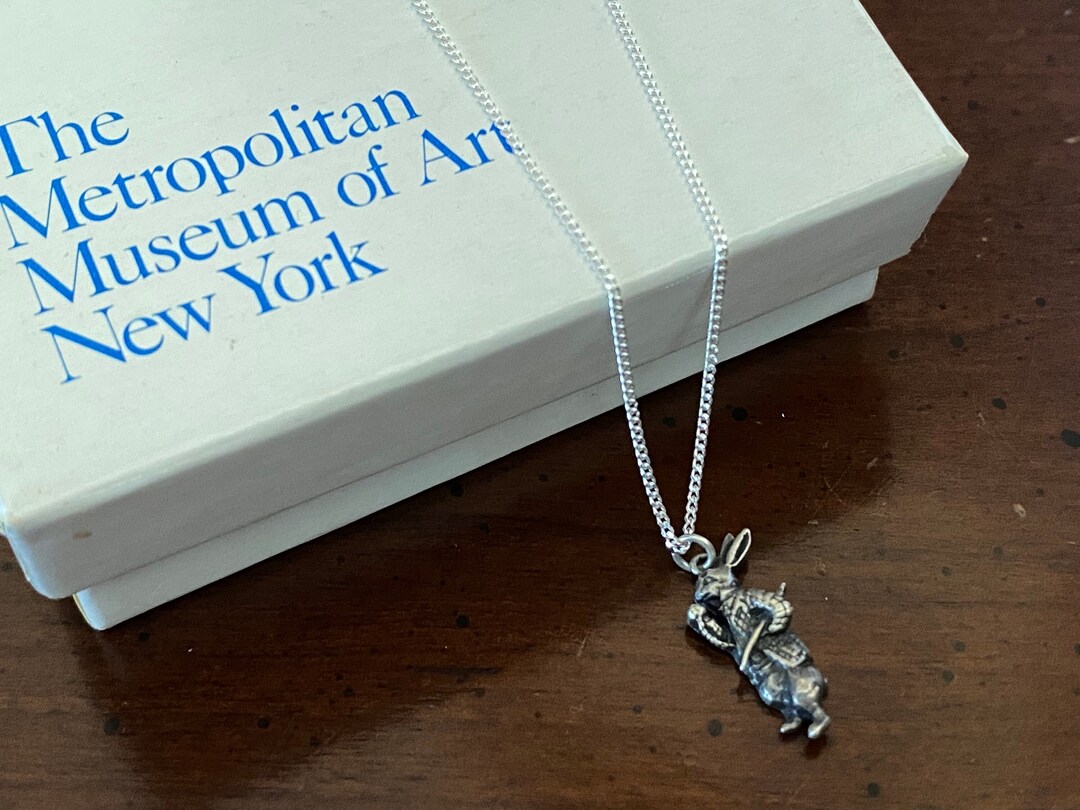 Vintage White Rabbit Necklace - Alice in Wonderland - Sterling Silver ...