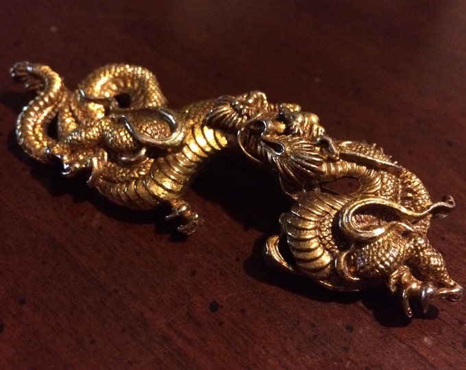 Vintage Gold Dragon Menuki Brooch Pin Sword Ornament Japanese ...