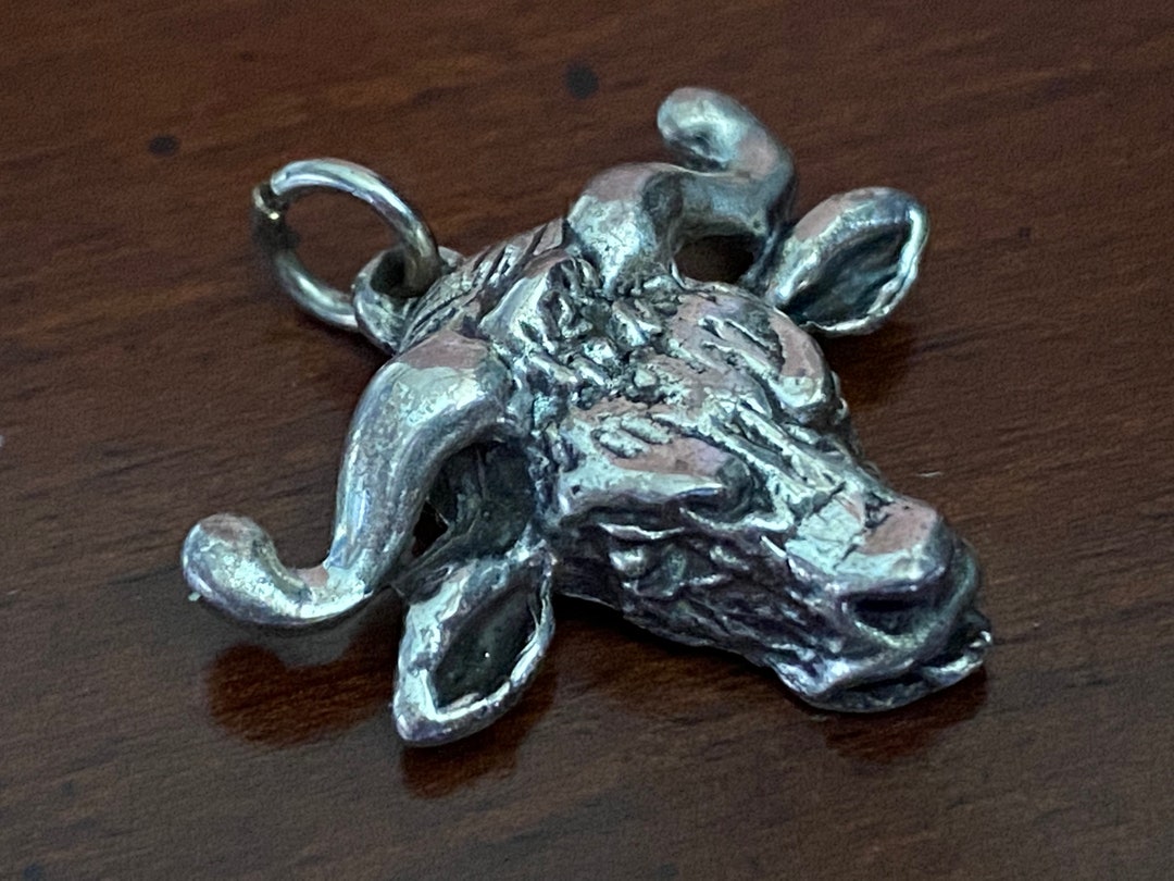 Vintage Tortolani Silver Taurus Pendant - the Bull Zodiac Charm ...