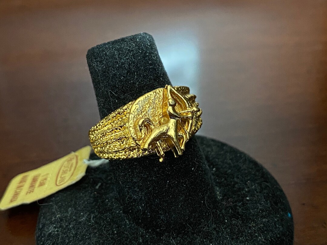 Vintage D'orlan Sagittarius Zodiac Ring - Golden Archer Ring Horoscope ...