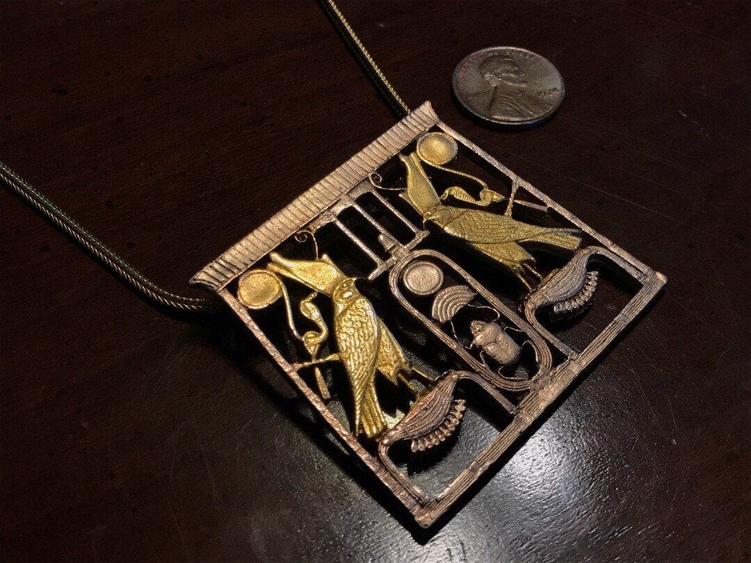 Vintage MMA Horus Falcon and Scarab Cartouche Necklace 1976 ...