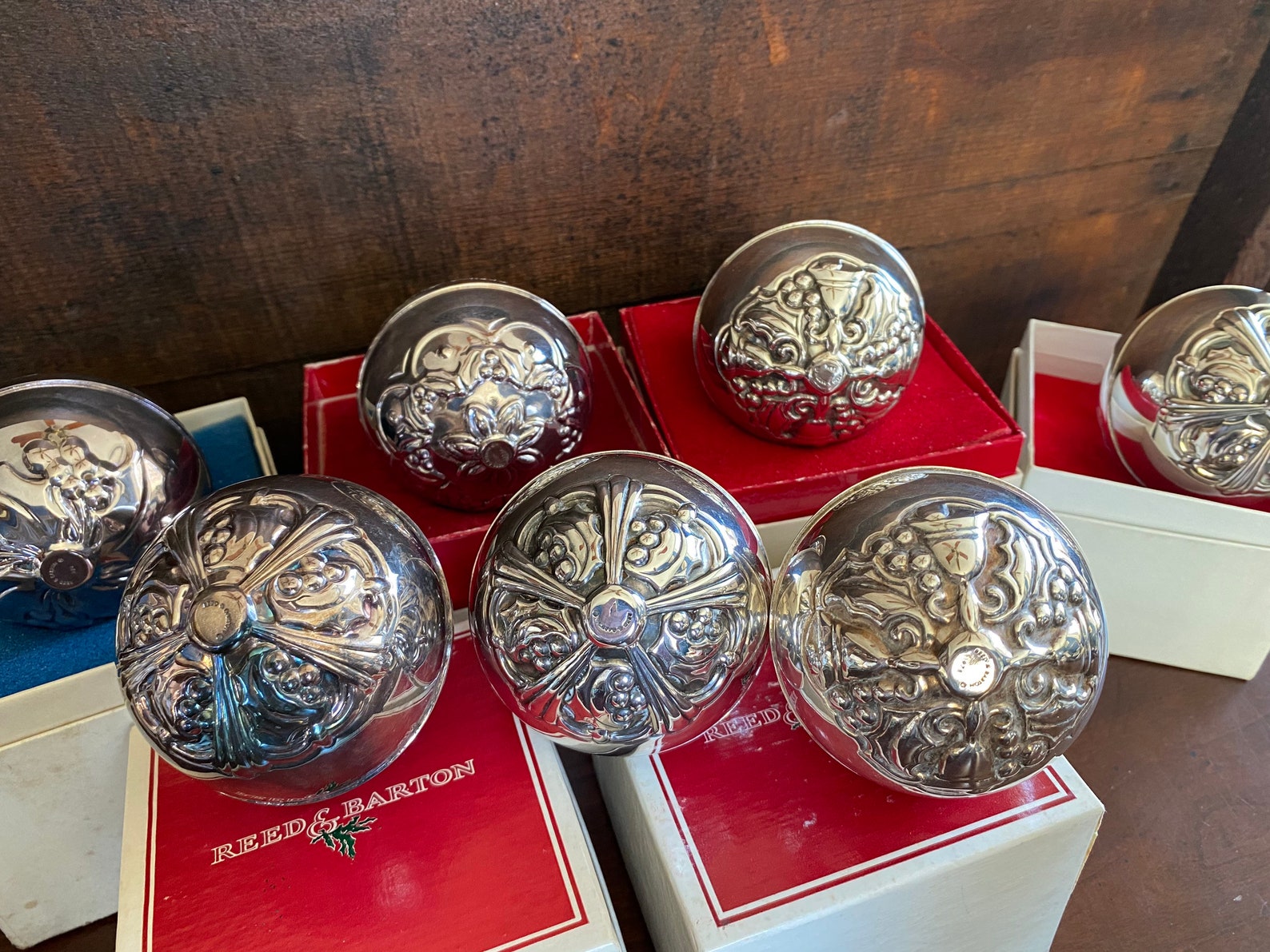 Reed and Barton Silver Holly Ball Christmas Ornaments Vintage Annual ...