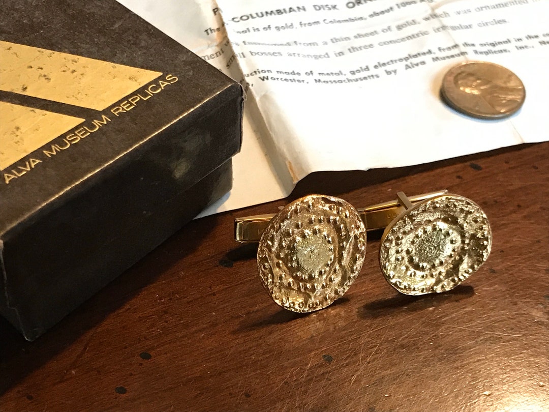 Walking Sun Gold Pre Columbian Cuff Links Vintage Alva Museum Replicas ...