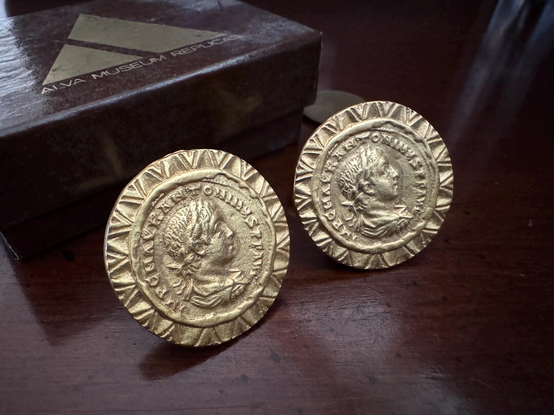 Vintage Framed Aureus Gold Roman Coin Statement Cufflinks - Alva Museum ...