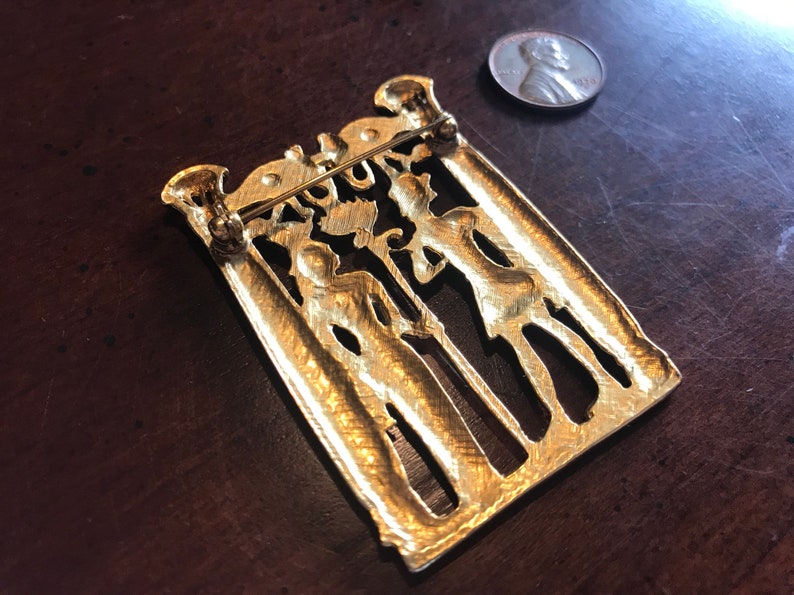 Egyptian Revival Golden Hathor and Osiris Brooch - Eye of Ra and Eye of ...