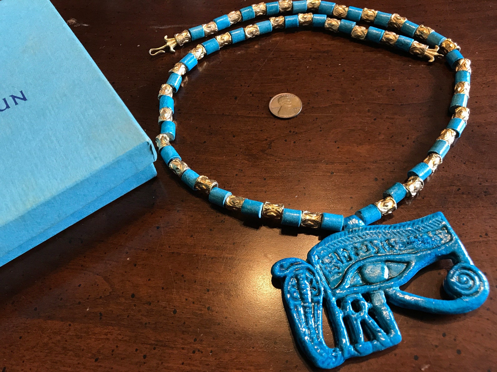 VHTF MMA Faience Eye of Ra Pectoral Pendant Necklace 1976 | Etsy