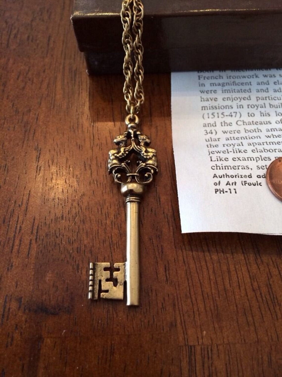 Gold French Renaissance Skeleton Key Necklace Two Ornate - Etsy
