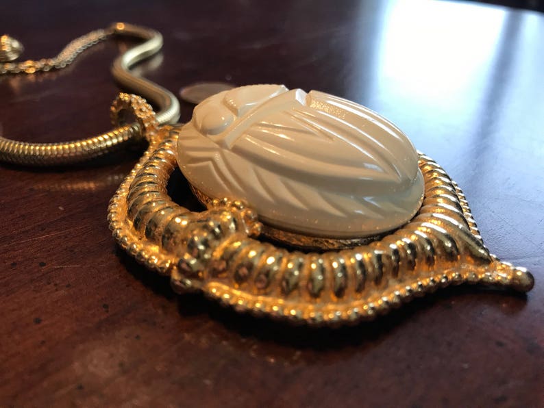 Kenneth Lane Egyptian Revival Gold and French Ivory Scarab - Etsy