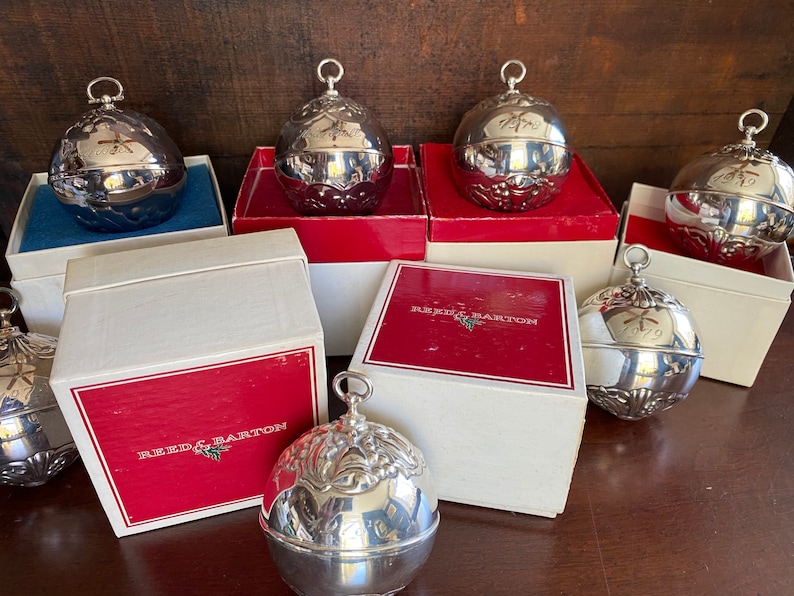 Reed and Barton Silver Holly Ball Christmas Ornaments Vintage Annual ...