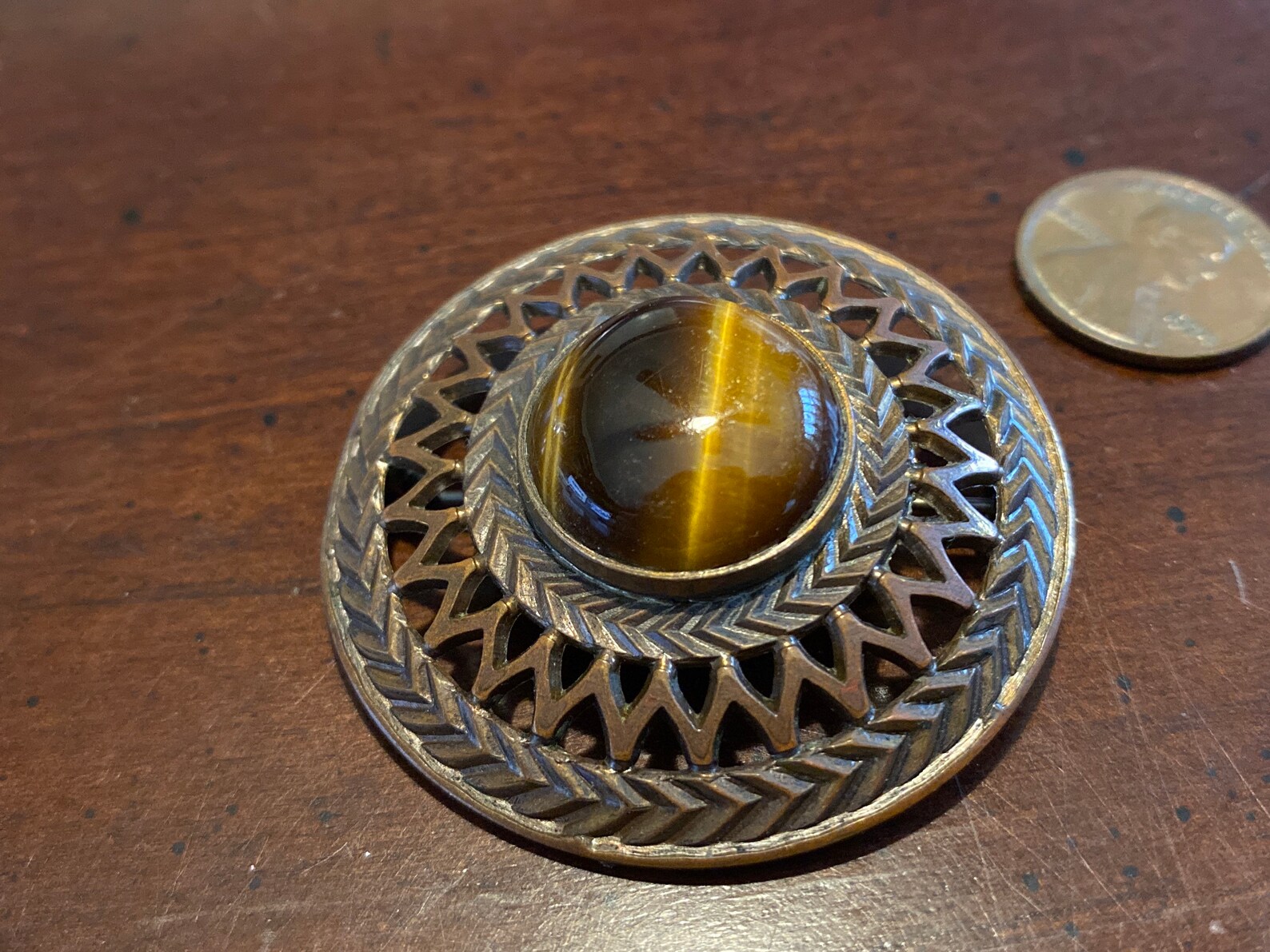 Kalevala Koru Bronze Viking Shield Brooch Ornament - Tiger Eye ...