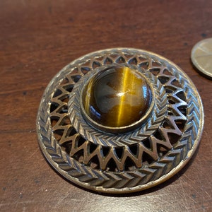 Kalevala Koru Bronze Viking Shield Brooch Ornament - Tiger Eye ...