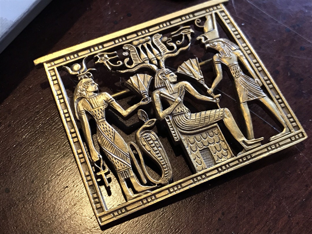 MFA Egyptian Revival Gold Tablet Brooch - Khnum the Water God, Horus ...