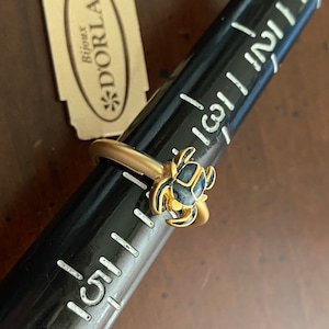 Vintage D'orlan Enamel Scarab Ring - Khepri - Egyptian Revival Treasures of Tutankhamun - Gold ...